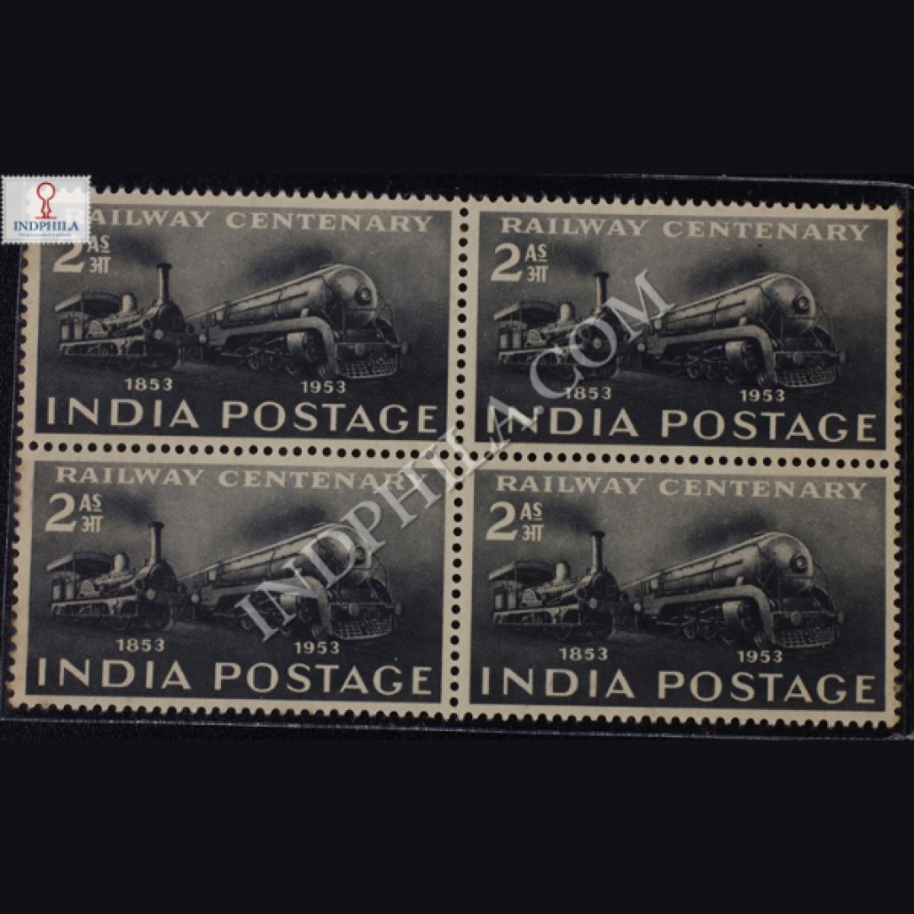 India 1953 Railway Centenary 1853-1953 Mnh Block Of 4 Stamp - Largest ...