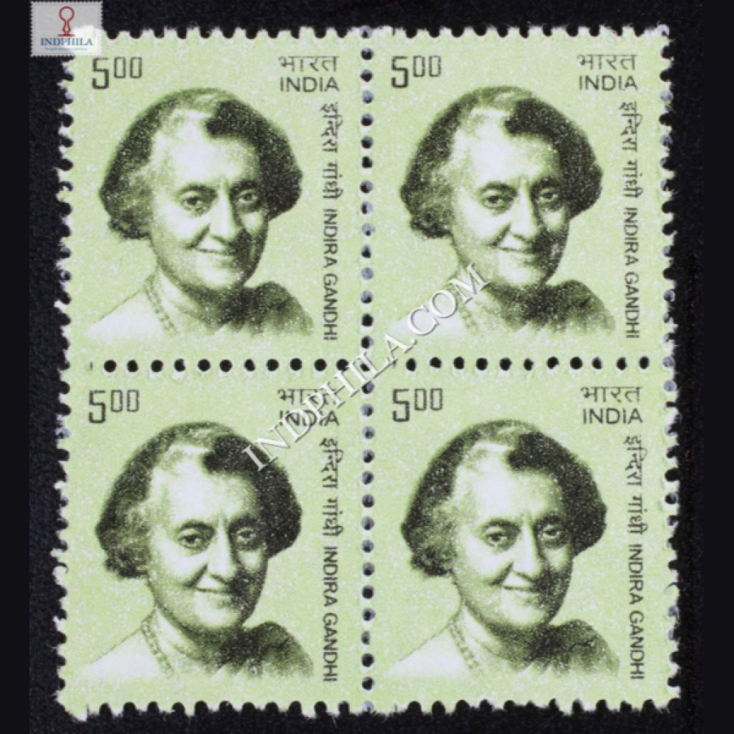 India 2009 Indira Gandhi Green Mnh Block Of 4 10th Series Definitive ...