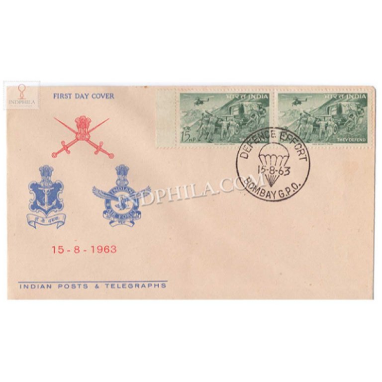 India 1963 Defence Campaign Double Stamp Fdc - Largest Online Dealer ...