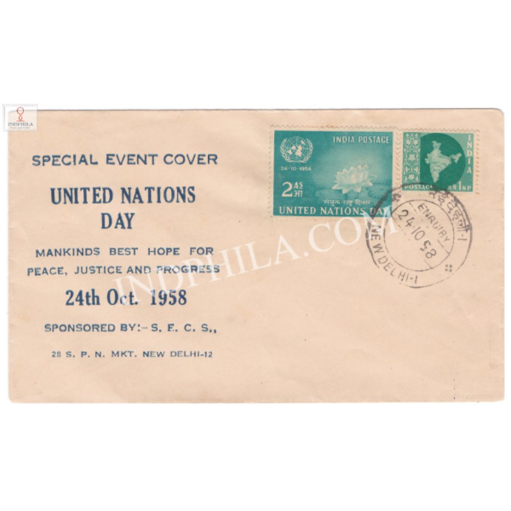 India 1958 Special Cover of United Nations Day 1958 Delhi - Largest ...