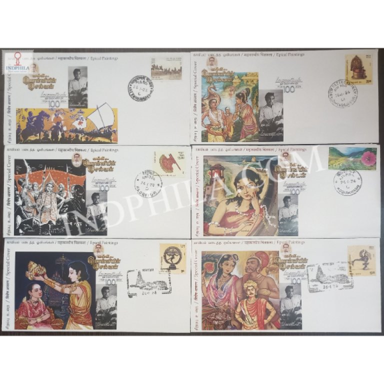India 2024 100 Years of Kalkis Ponniyin Selvan Epical Paintings Set of ...