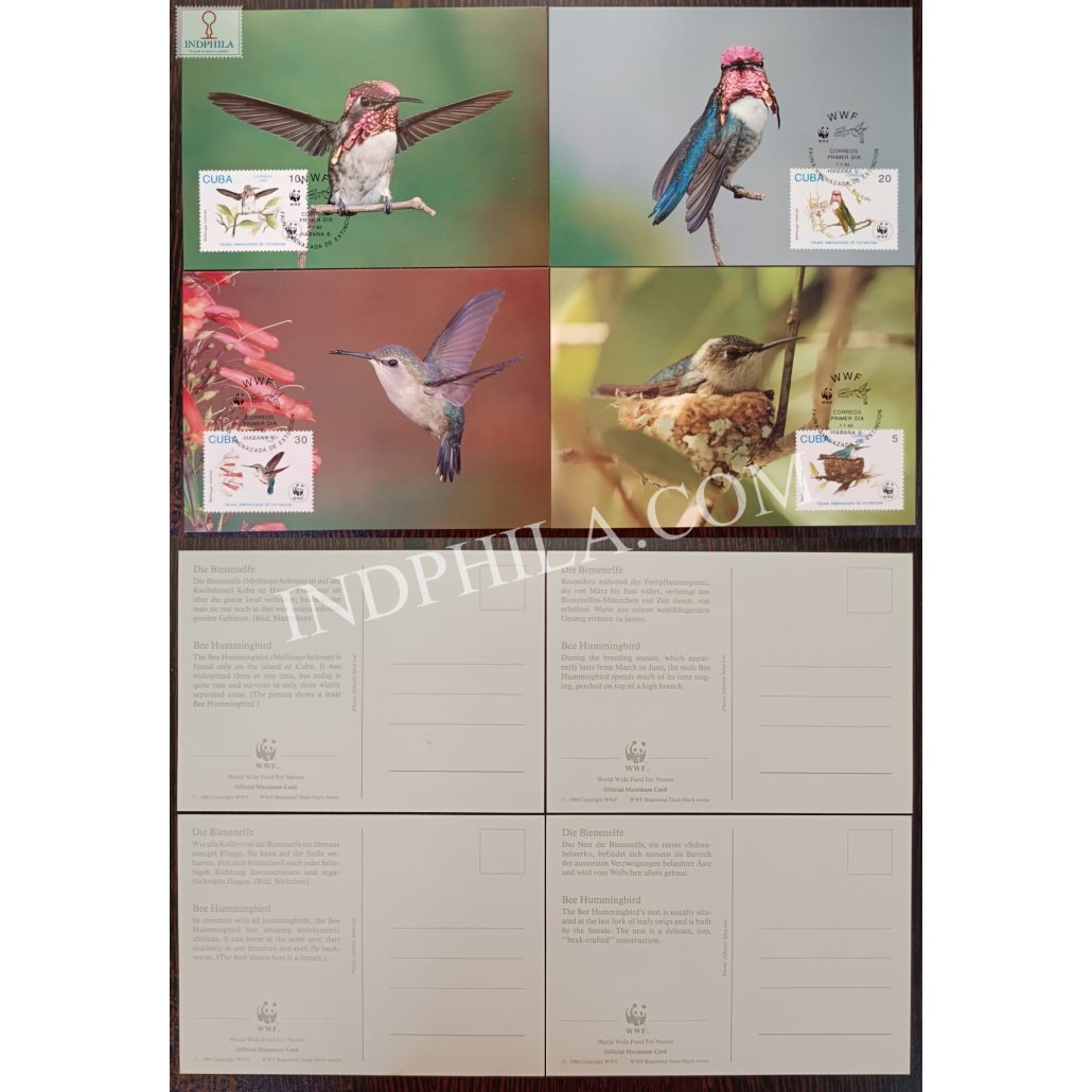 WWF Cuba Bee Humming Bird Set of 4 Maximum Card 1992 - Largest Online ...